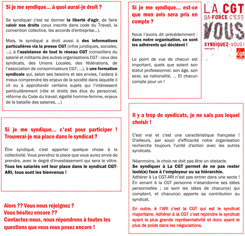 Rejoindre la CGT de l'ARI - Syndicat CGT des salariés de l'ARI